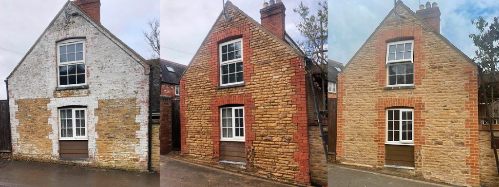Repointing house (before and after) - A Spencer Construction